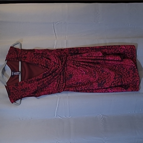 Chaps | Dresses | Chaps Surplice Burgundy And Black Dress | Poshmark
